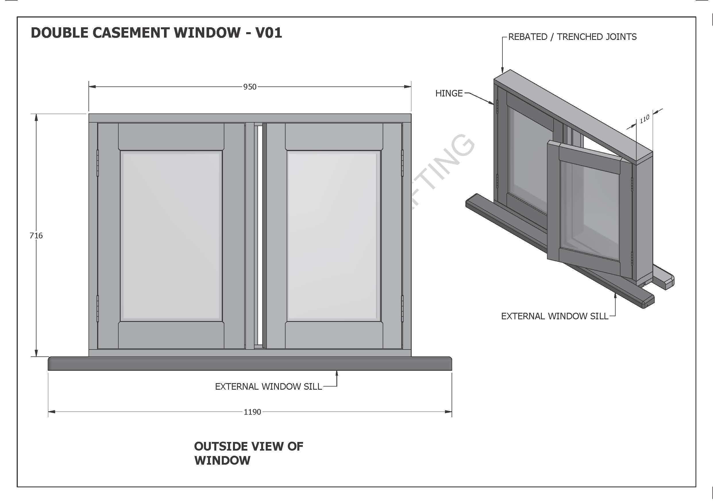 TIMBER CASEMENT WINDOWS - V01 - Building Plans 2D & 3D - MAKE YOUR OWN ...