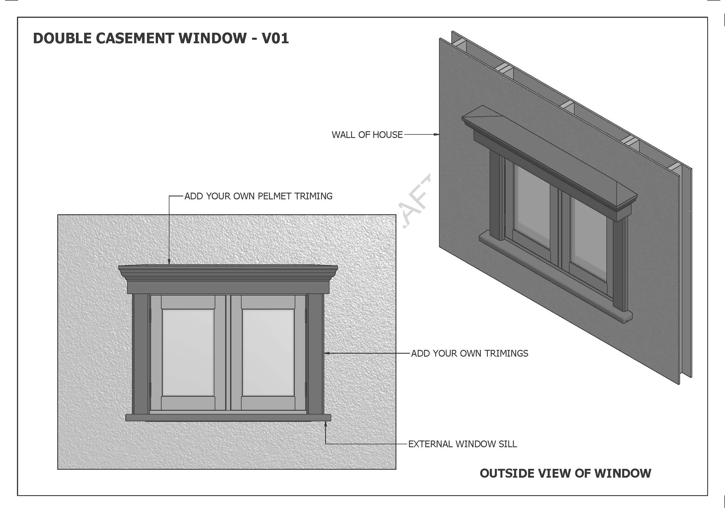 TIMBER CASEMENT WINDOWS - V01 - Building Plans 2D & 3D - MAKE YOUR OWN ...