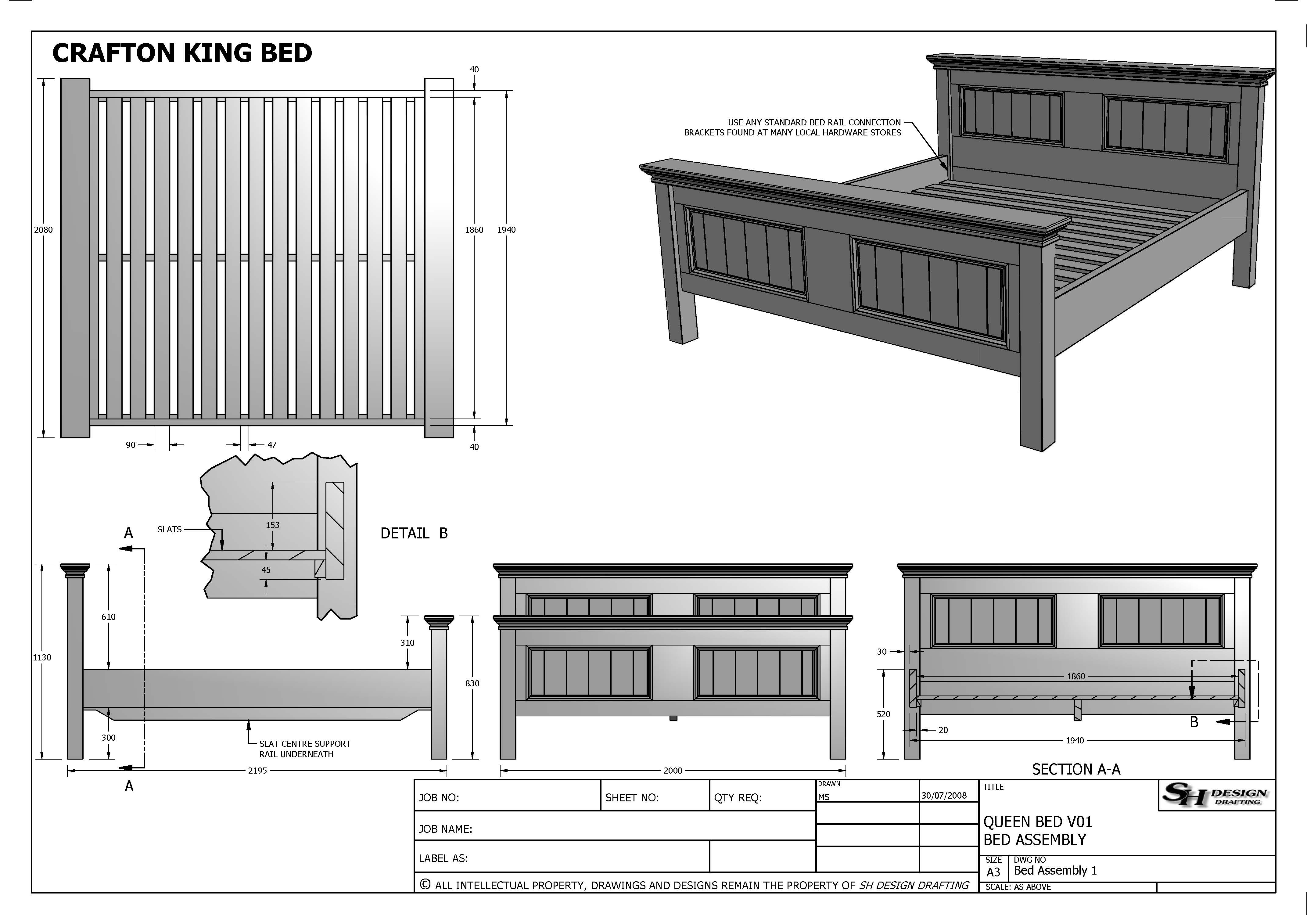 BUILDING PLANS FOR CRAFTON KING SIZE TIMBER BED - MAKE YOUR OWN & SAVE ...