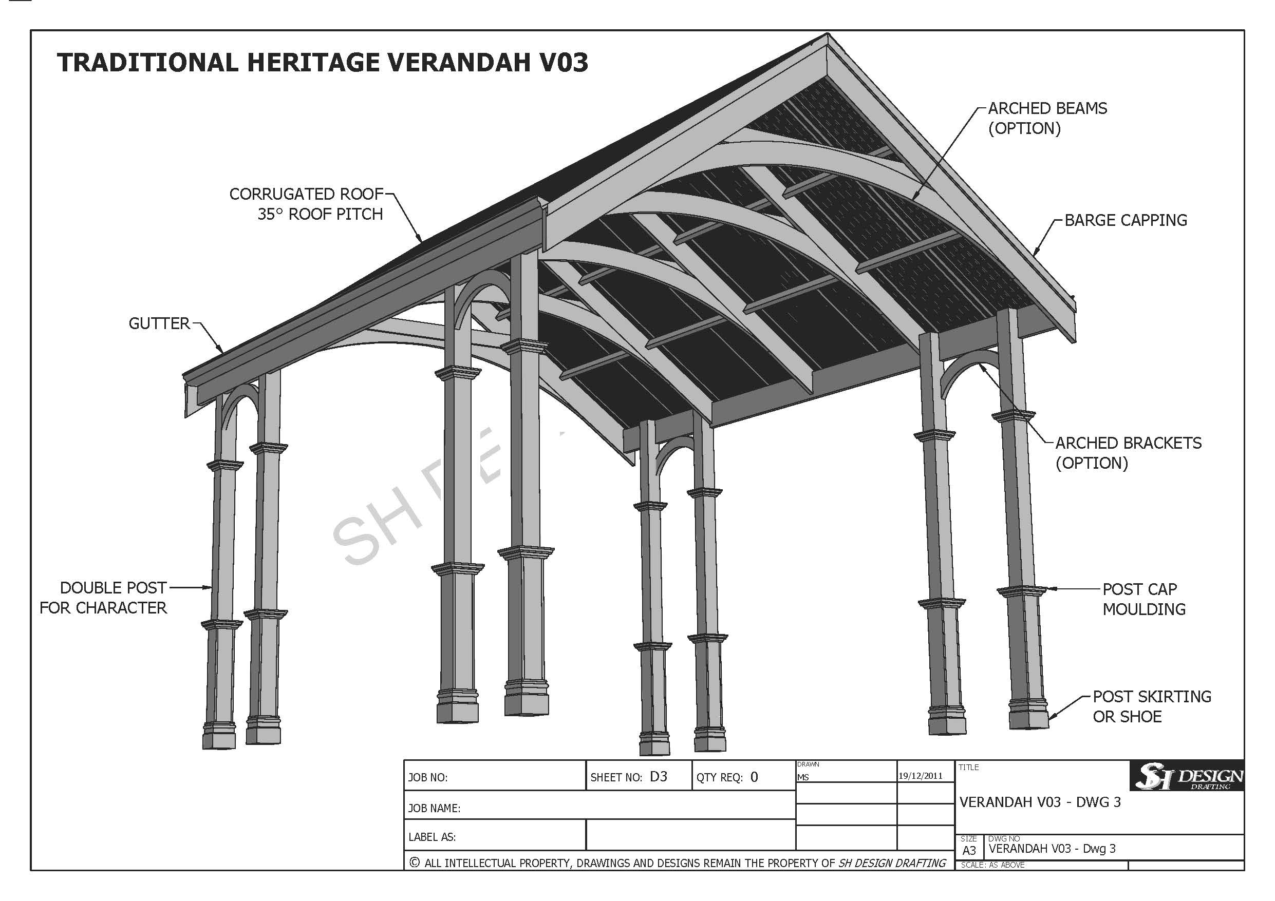 TRADITIONAL HERITAGE CARPORT / VERANDAH - V03 - Full Building Plans | eBay